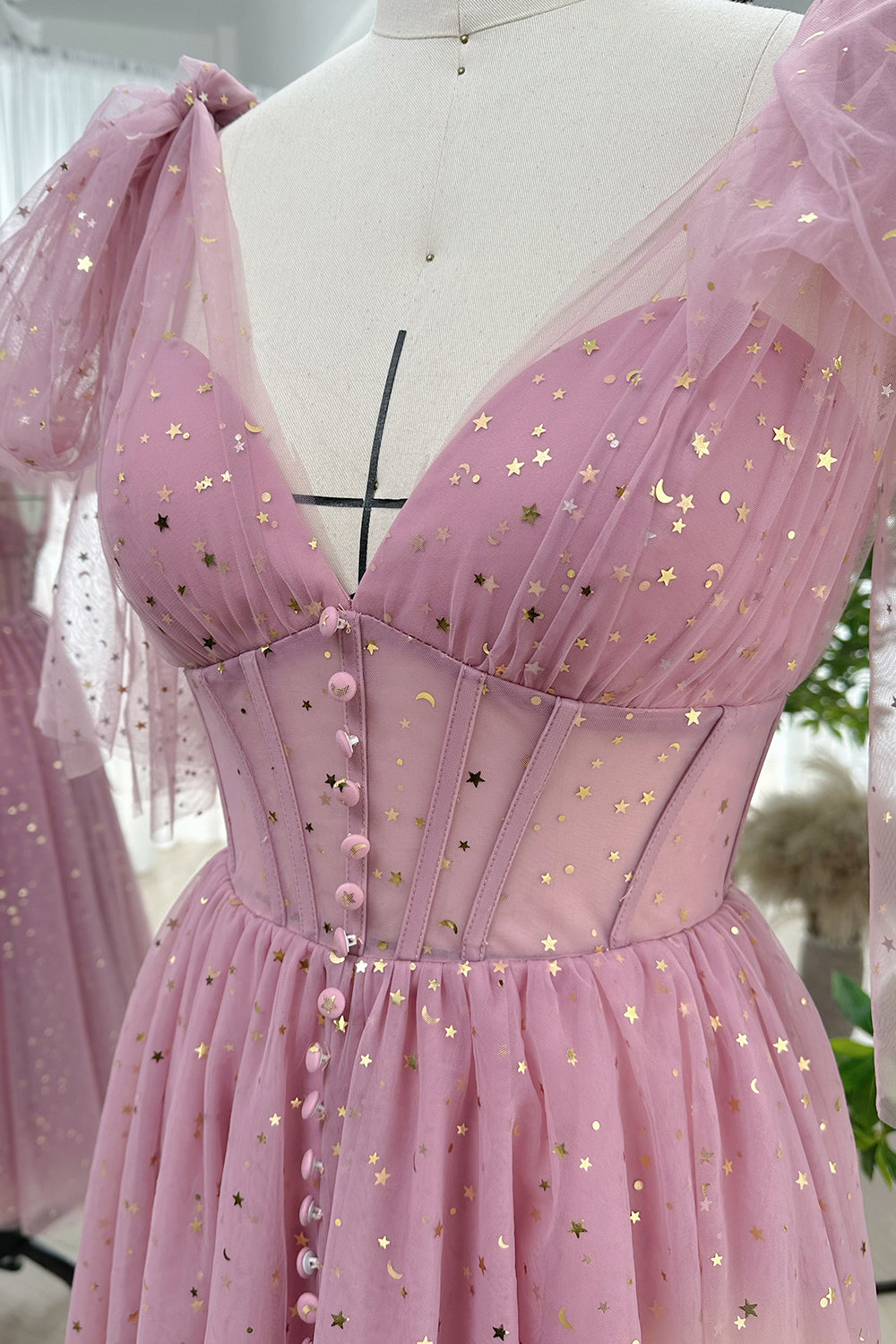 MissJophiel Infinity Corset Star Tulle Midi Dress with Mid Slit