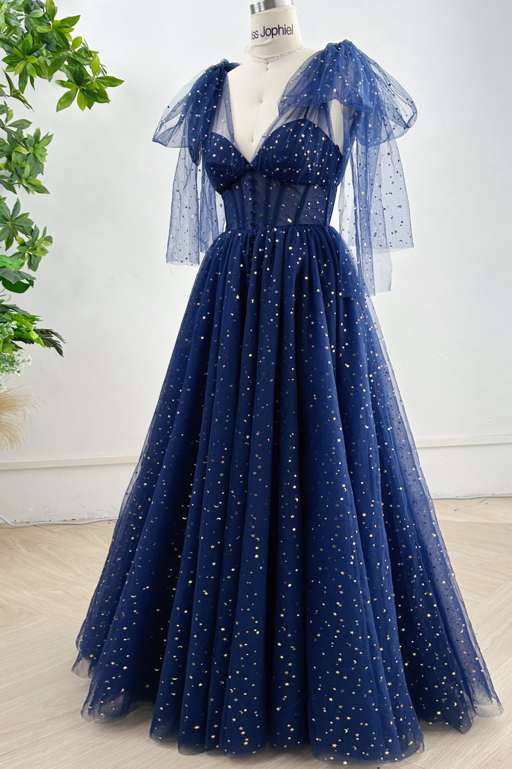 MissJophiel Infinity Straps Corset Stars Tulle Long Dress with Slit