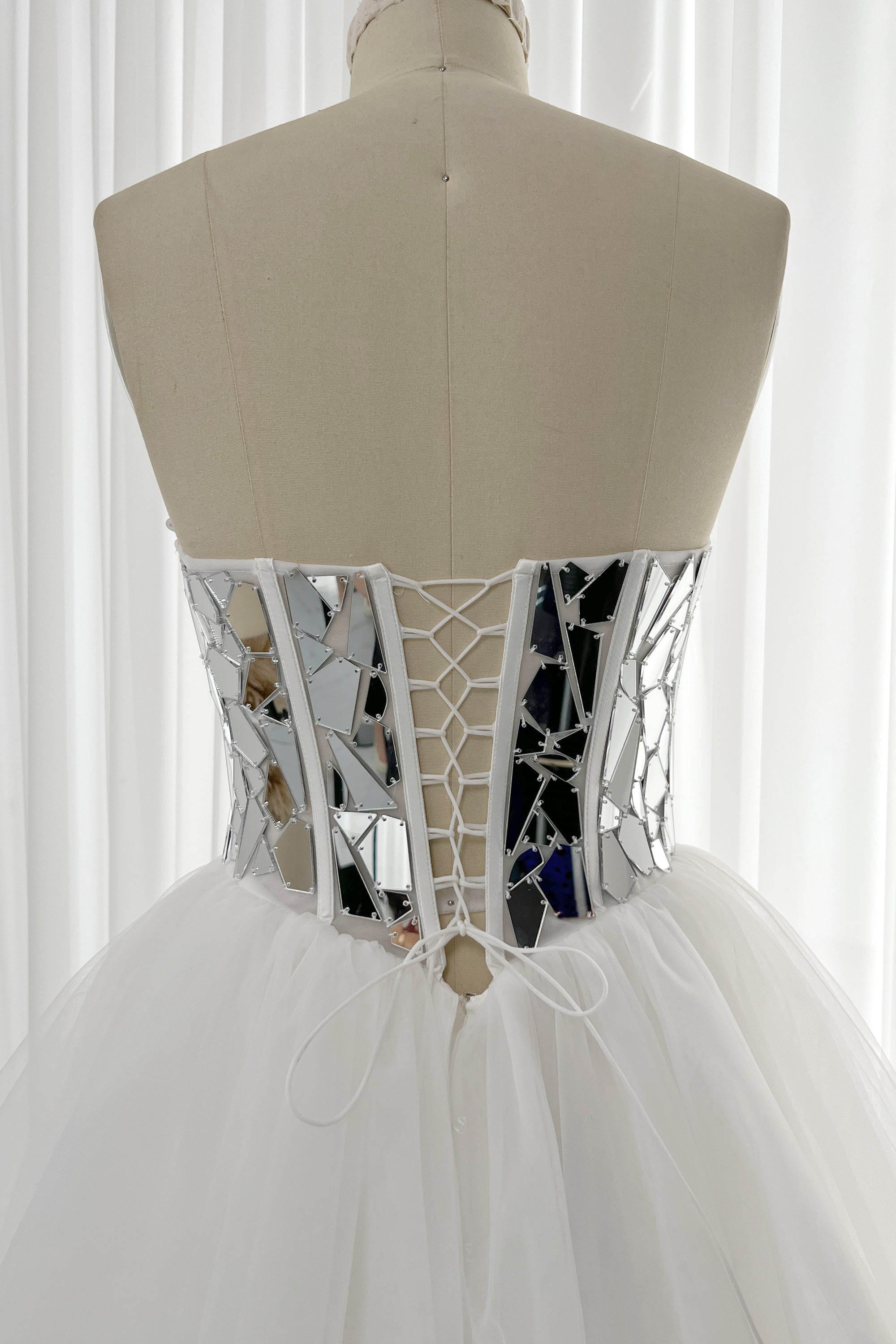 MissJophiel Strapless Cut Glass Mirror Embellishment Mini Dress with ...